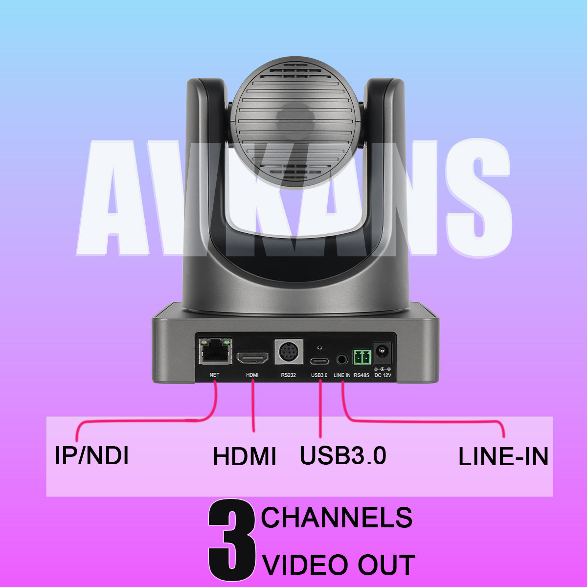 AVKANS 4K PTZ Camera, 20X 4K 30 FPS PTZ Camera AV-4K-E