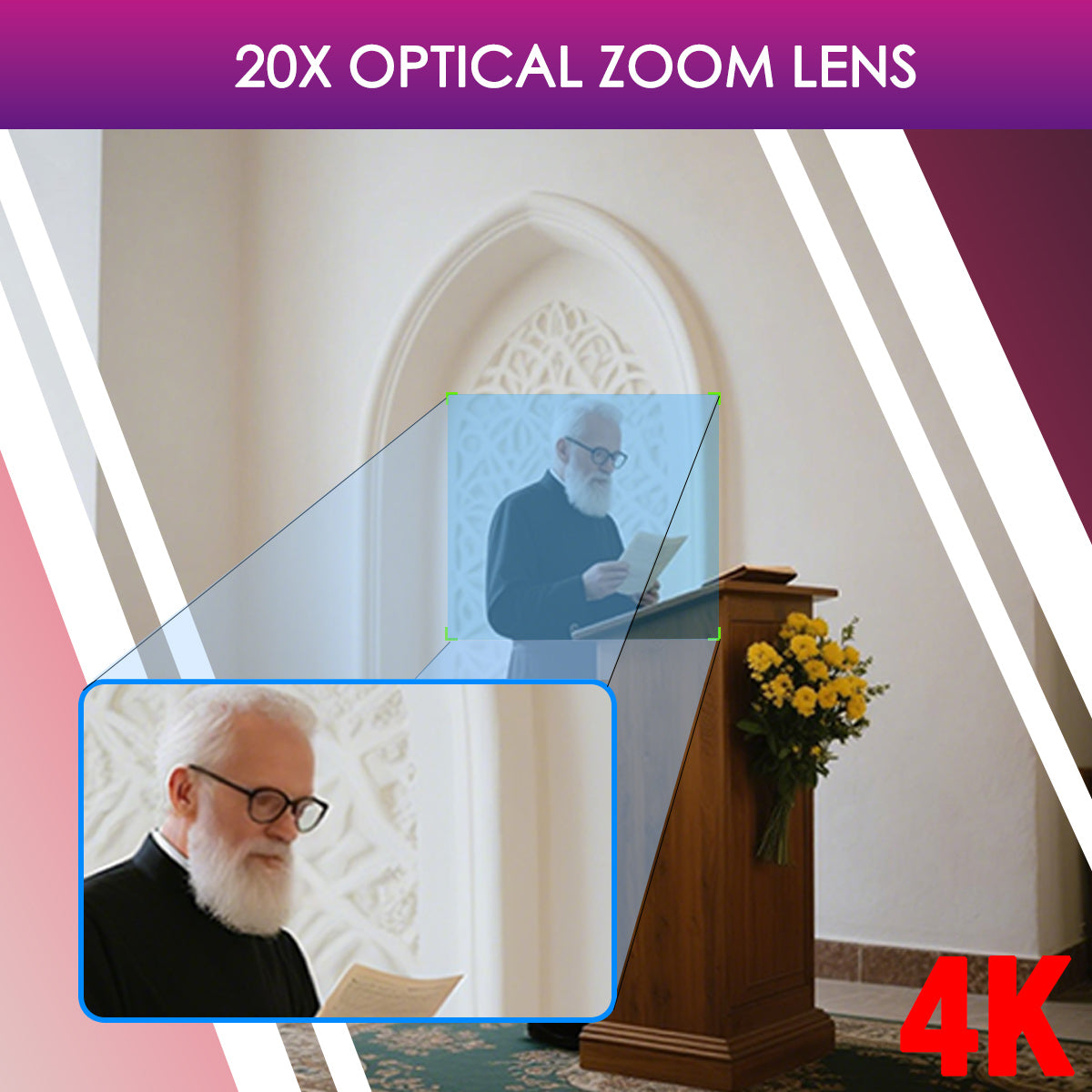 AVKANS 4K PTZ Camera, 20X 4K 30 FPS PTZ Camera AV-4K-E