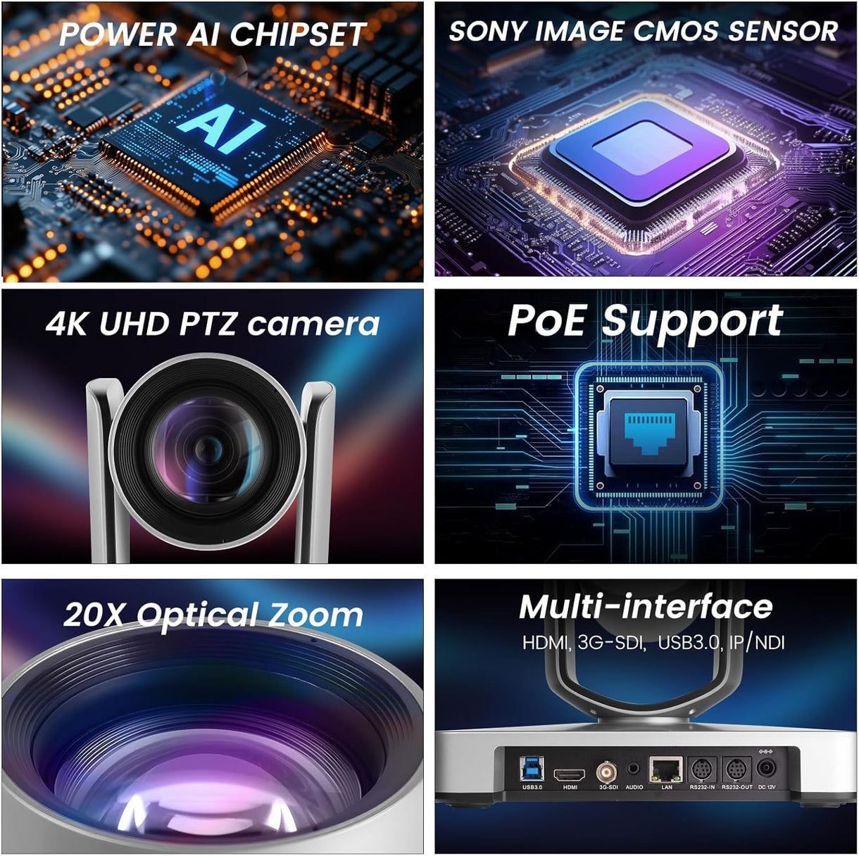 AVKANS 4K30FPS AI Tracking NDI Camera - AV4KN Live Streaming PTZ Camera ...